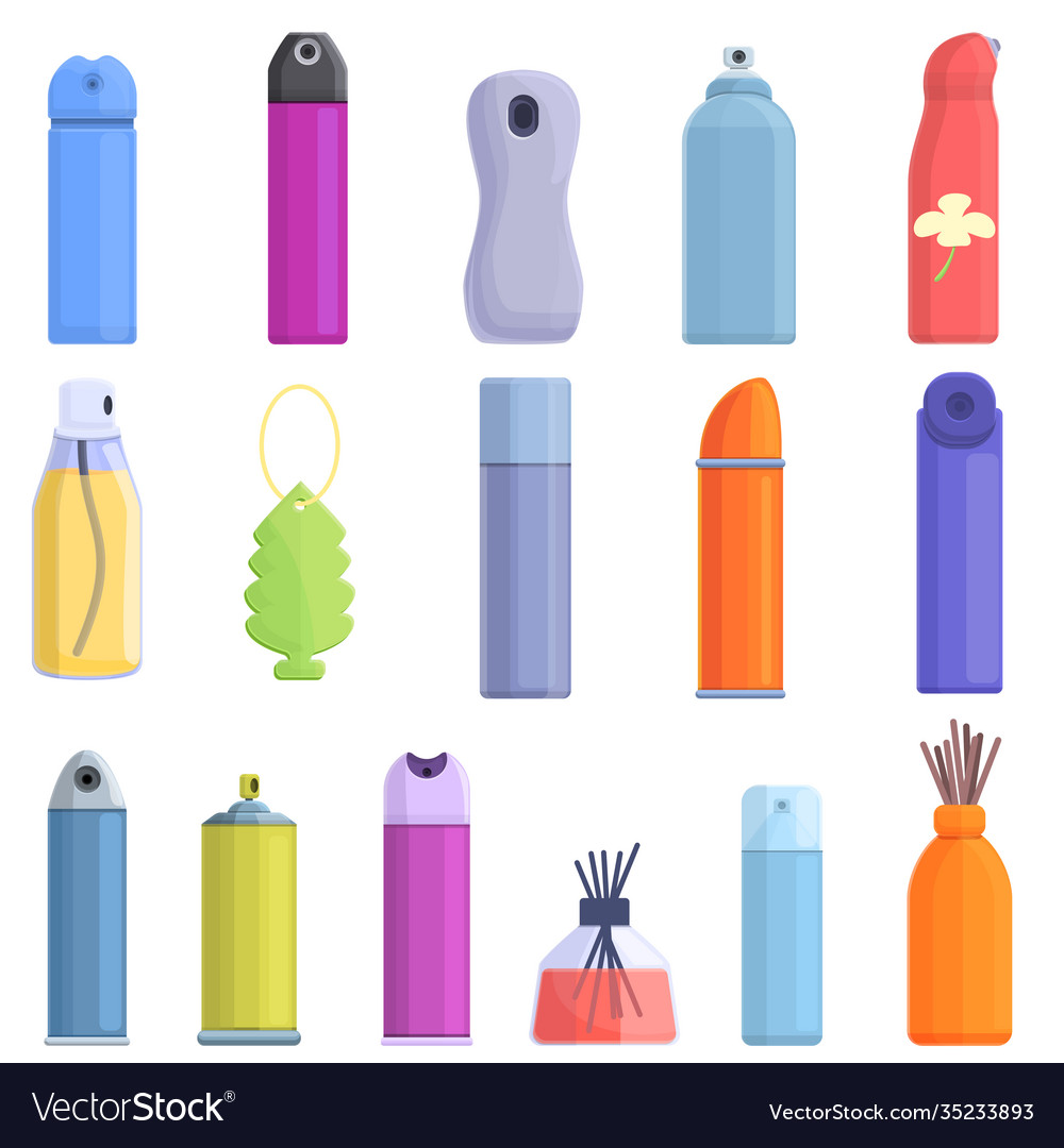 Air freshener icons set cartoon style Royalty Free Vector Air freshener icons set cartoon style Royalty Free Vector