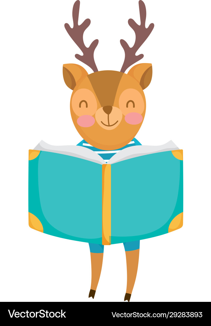 Back to school education cute deer reading book Vector Image