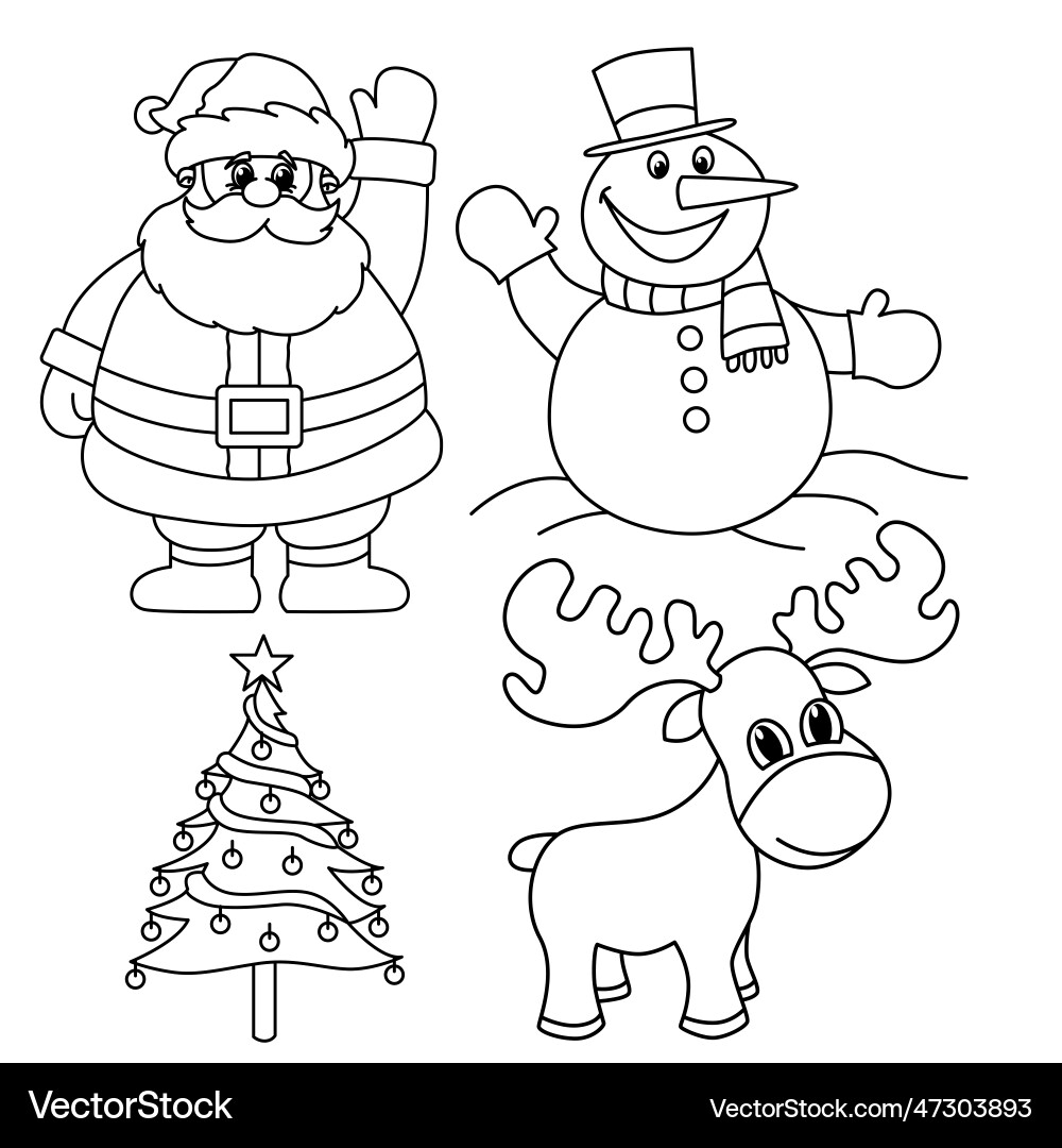 Cute christmas element cartoon coloring page Vector Image