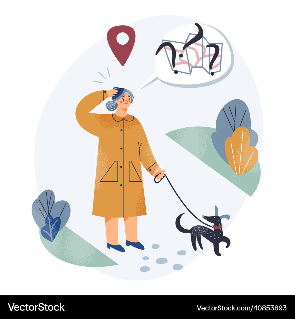 Dementia memory problem and amnesia of old people Vector Image