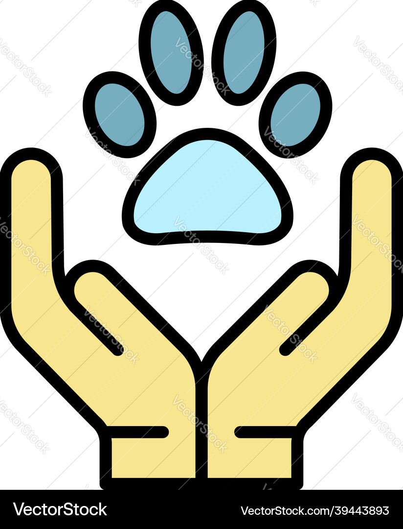 Keep care pet icon color outline Royalty Free Vector Image