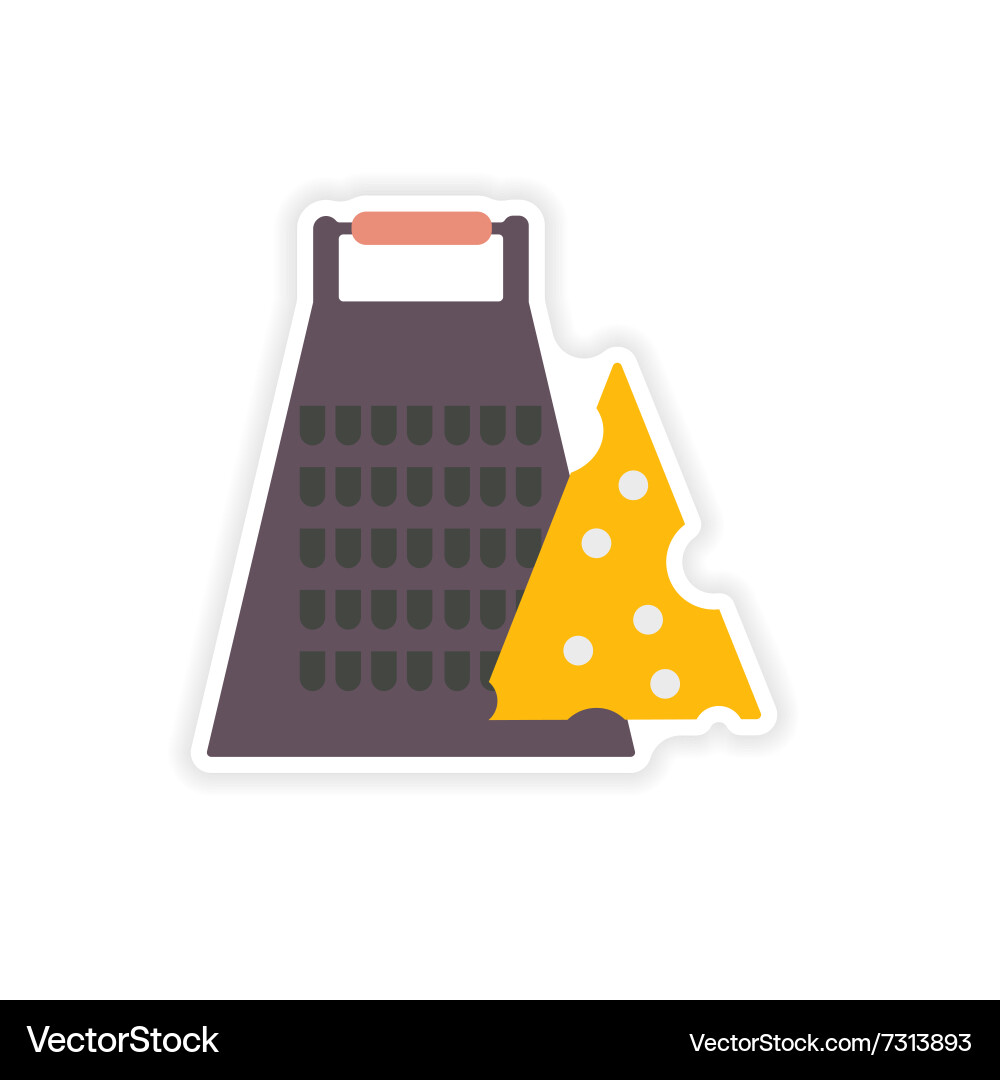 Stylish paper sticker on a white background grater