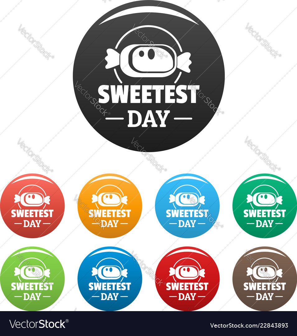 Sweet candy icons set color Royalty Free Vector Image