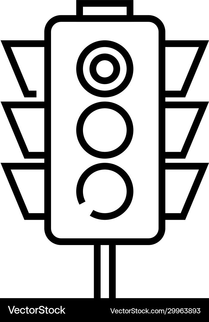 Traffic light line icon concept sign outline Vector Image