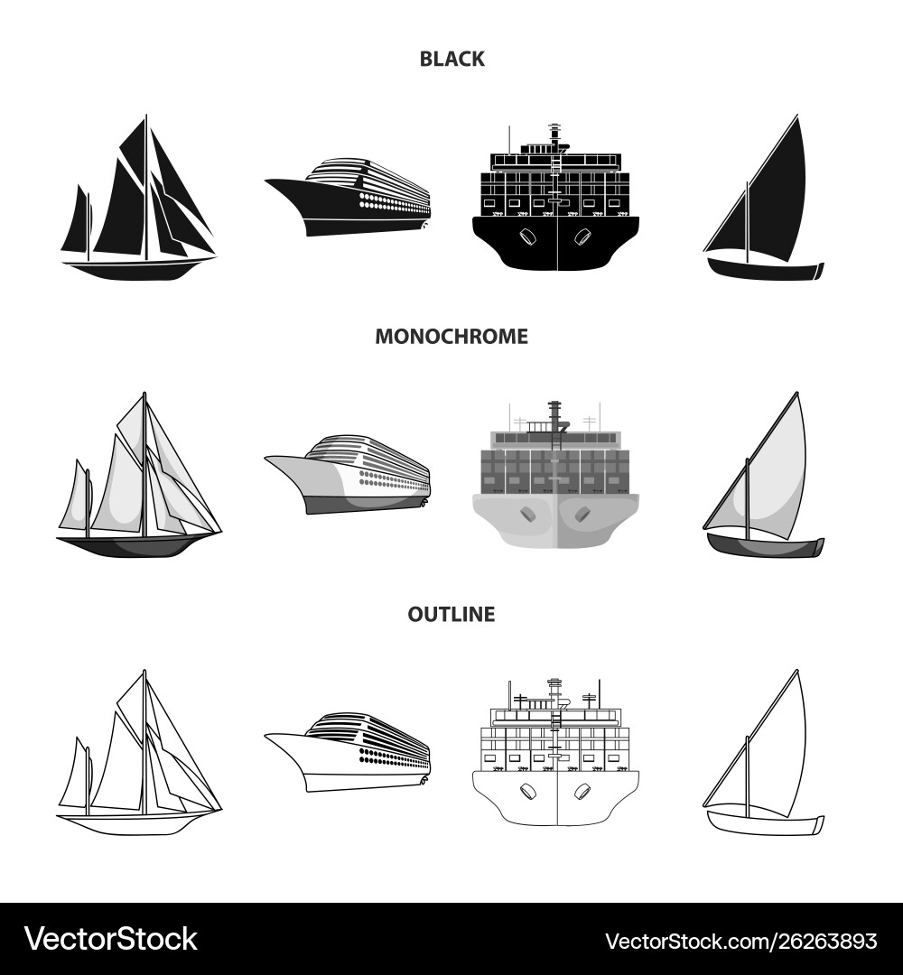 Yacht and ship sign set Royalty Free Vector Image