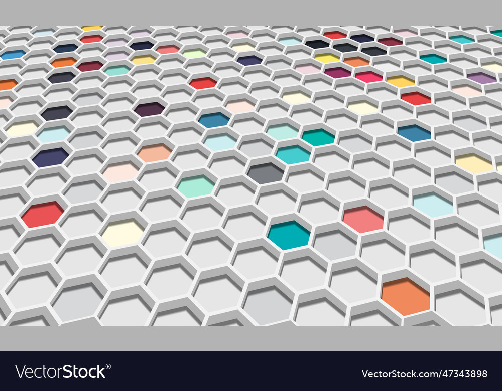3d abstract colorful hexagonal with shadow Vector Image