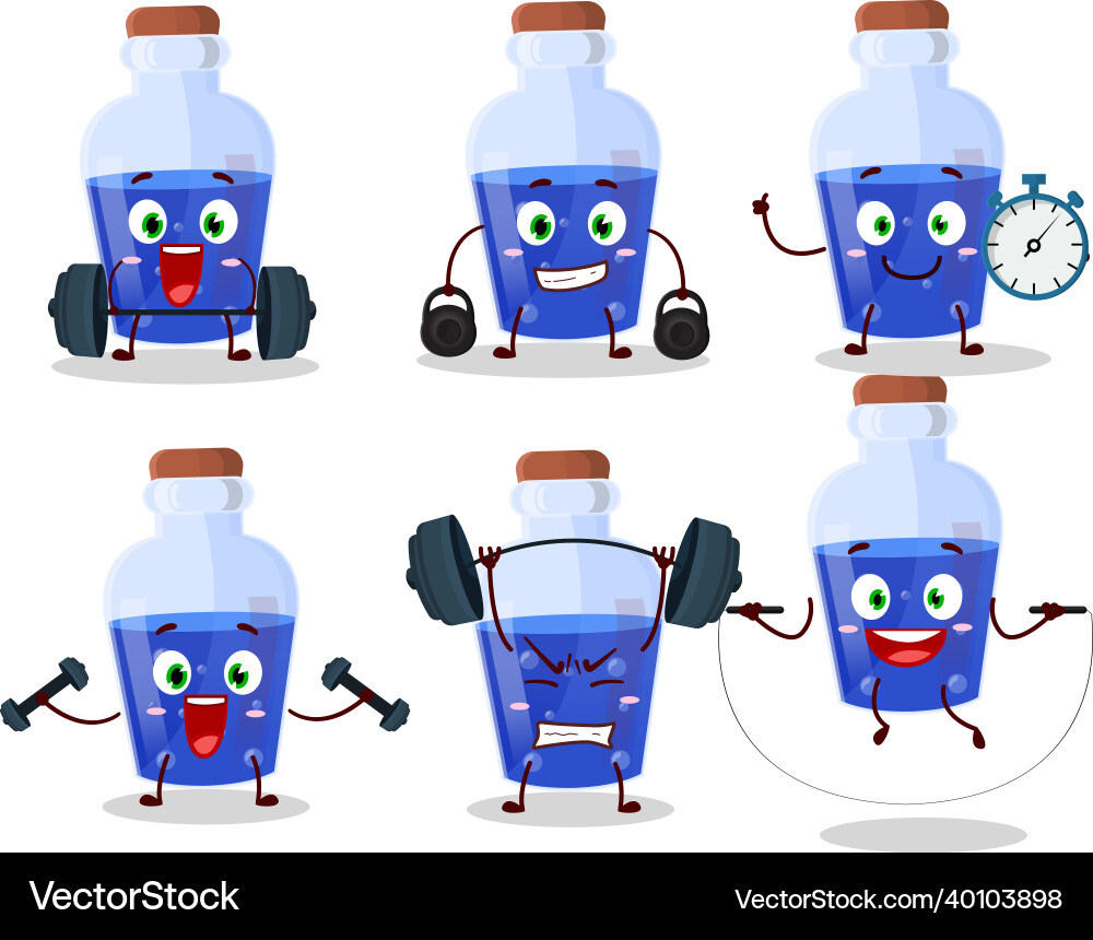 A healthy blue magic potion cartoon style trying Vector Image