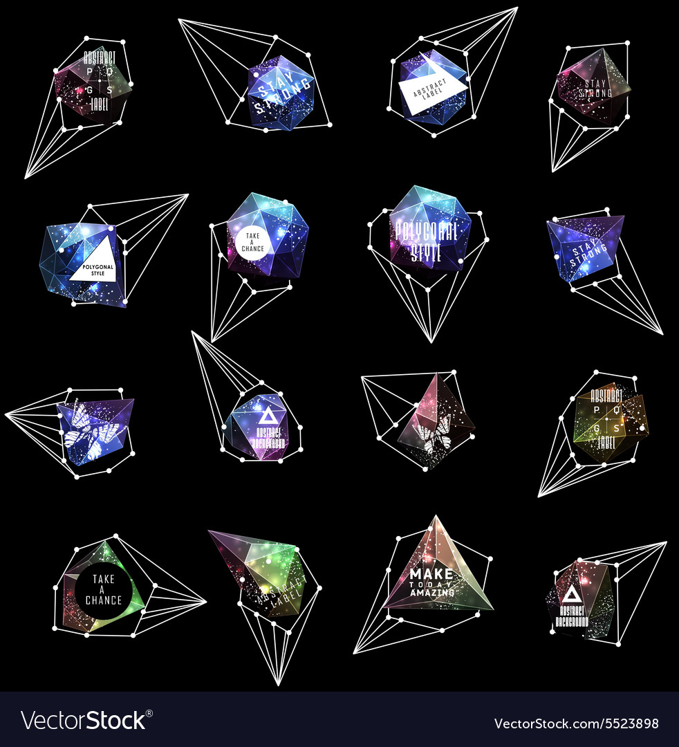 Abstract polygonal label design elements Vector Image