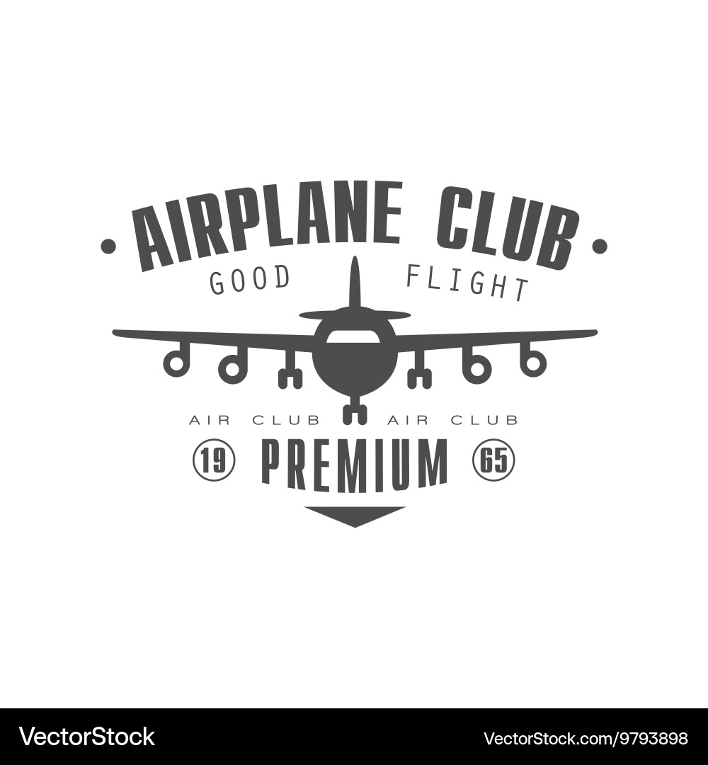 Airplane club premium emblem design Royalty Free Vector