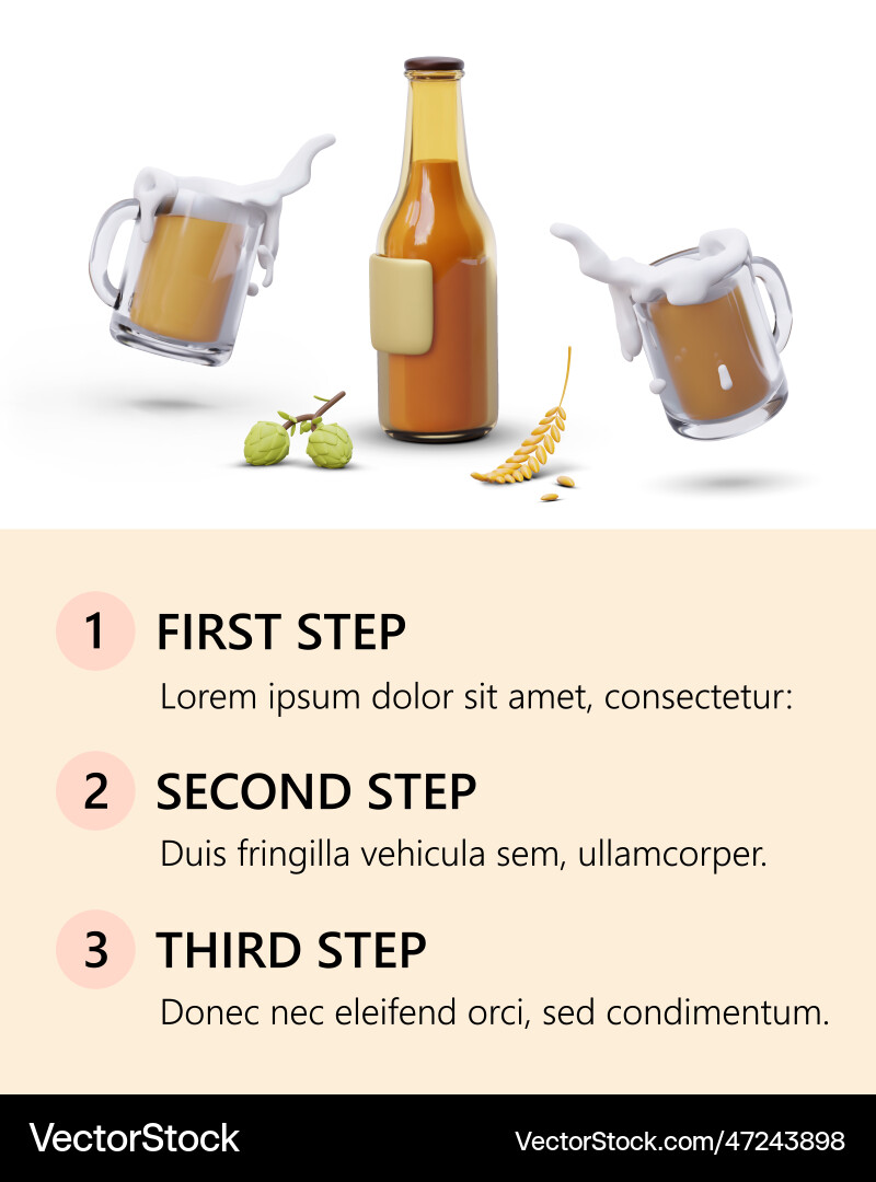 Beer in glassware vertical advertising template Vector Image