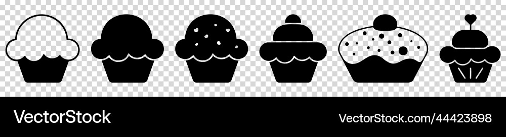 Cake icons isolated on transparent Royalty Free Vector Image