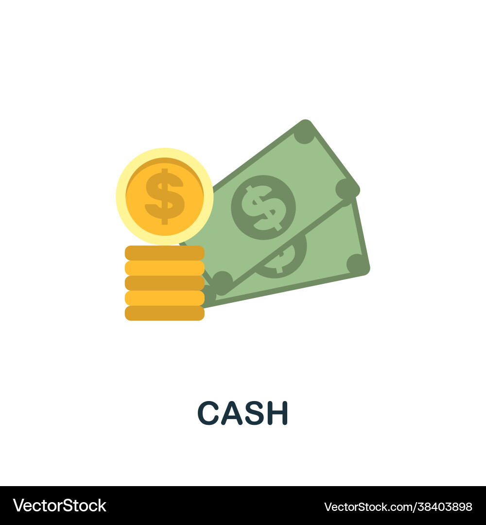 Cash icon flat sign element from credit Royalty Free Vector