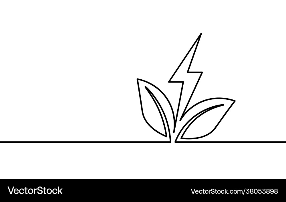 Continuous line art green energy concept Vector Image