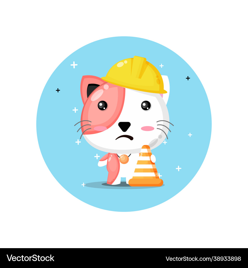 Cute cat mascot works in construction Royalty Free Vector