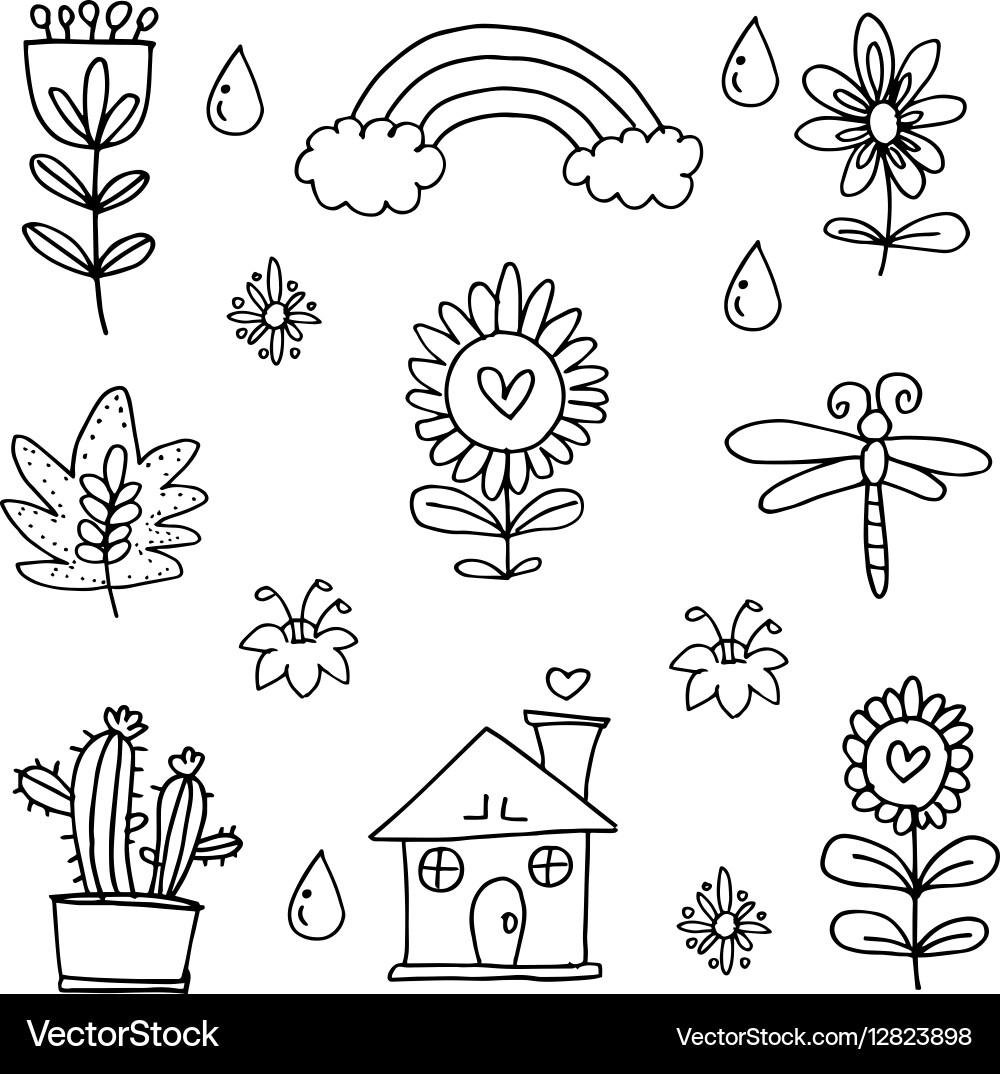 Doodle of item spring hand draw Royalty Free Vector Image