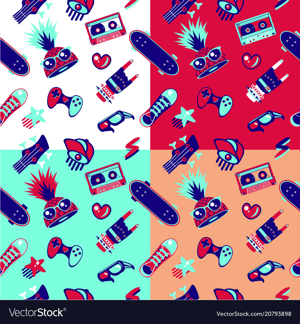 Funky seamless pattern with teenagers culture Vector Image