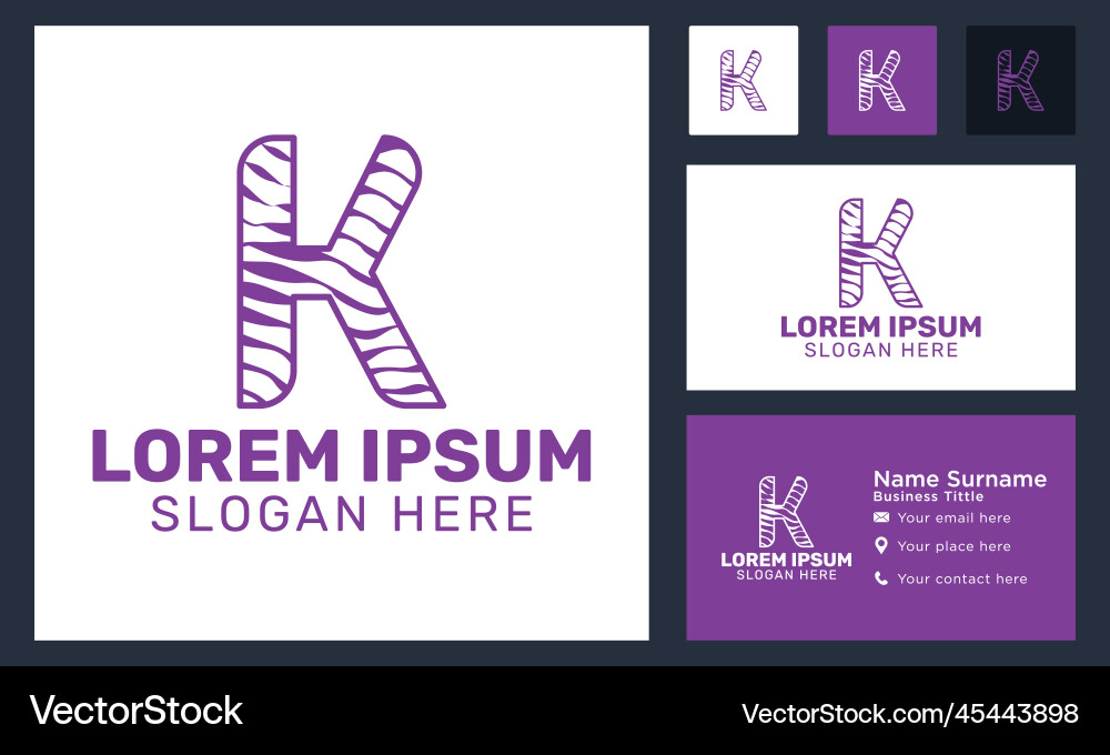 Initial monogram letter k animal skin logo design Vector Image