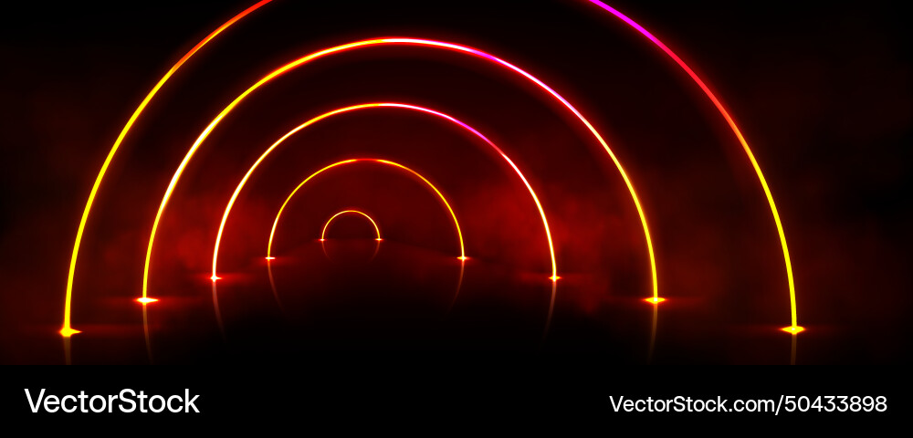 Led light arch portal on black background Vector Image