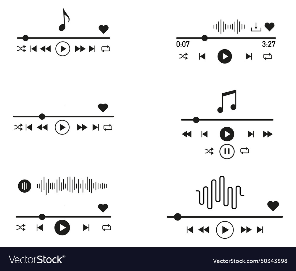 Music player interface design simple ui ux Vector Image