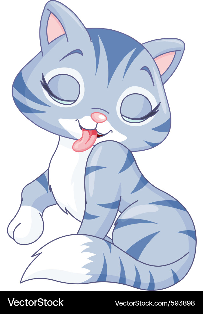 Of very cute kitten washing itself Royalty Free Vector Image