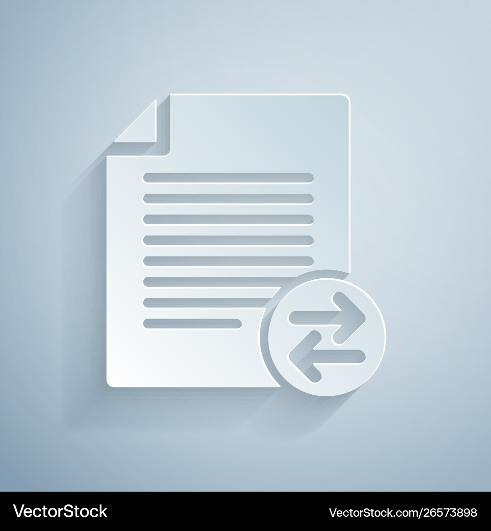 Paper cut transfer files icon isolated on grey Vector Image