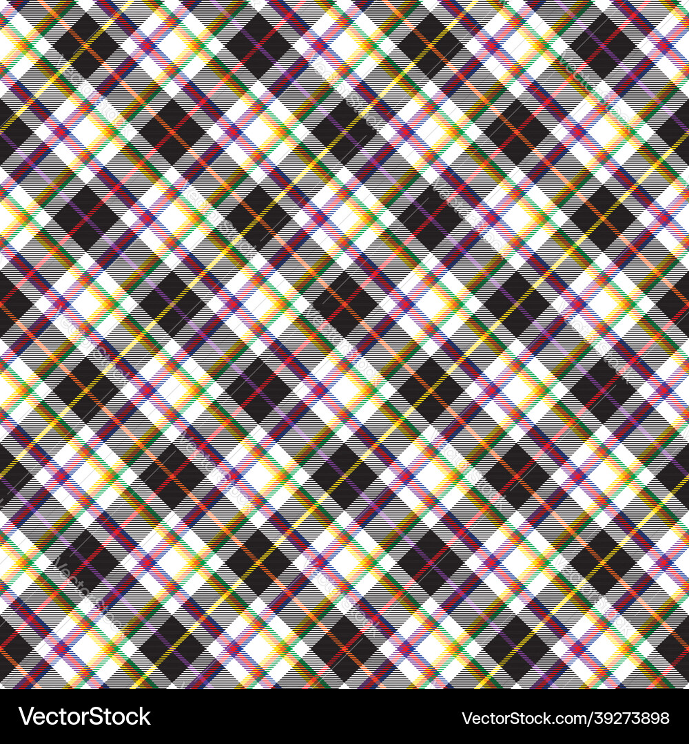 Rainbow diagonal plaid tartan textured seamless Vector Image