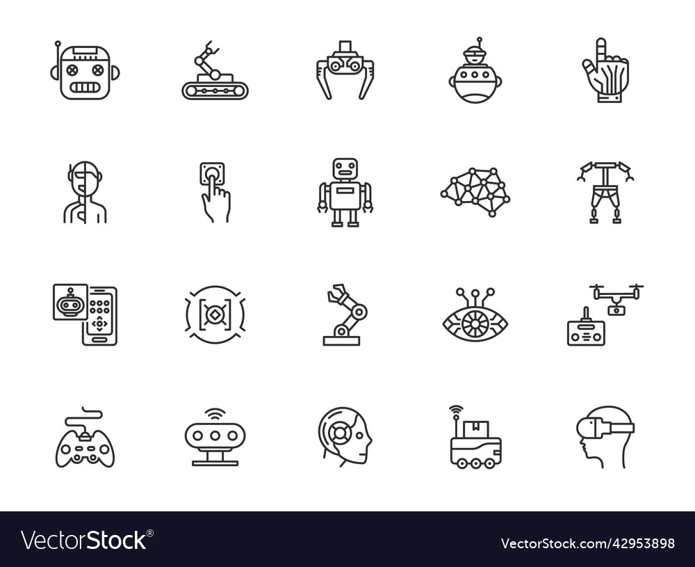 Robot line icon automate bot artificial Royalty Free Vector