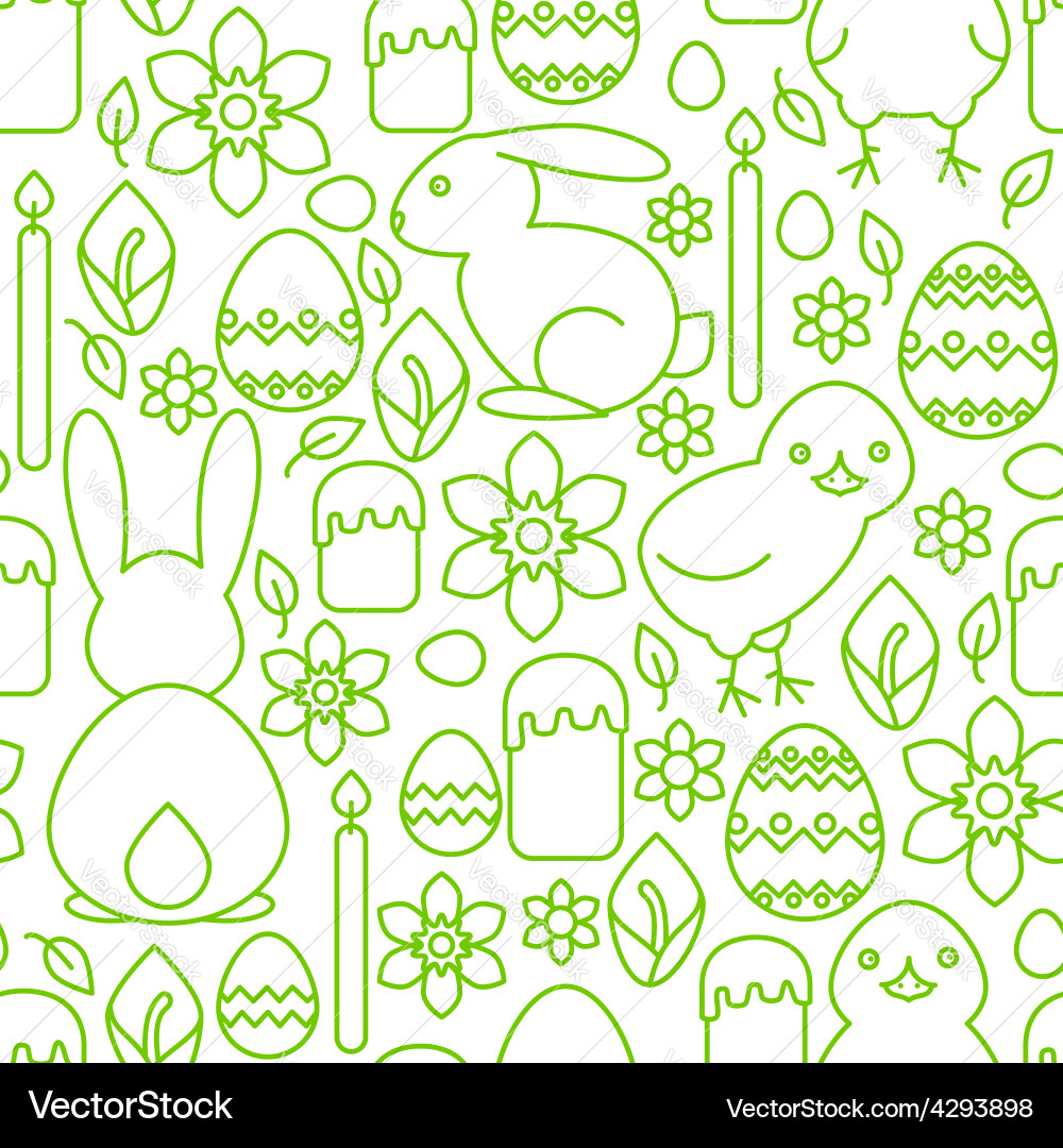 Seamless pattern of easter symbols line art Vector Image