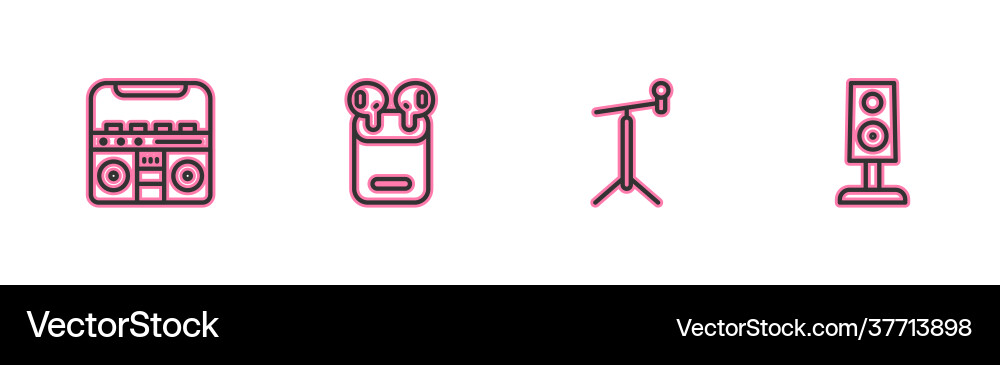 Set line home stereo with speakers microphone Vector Image