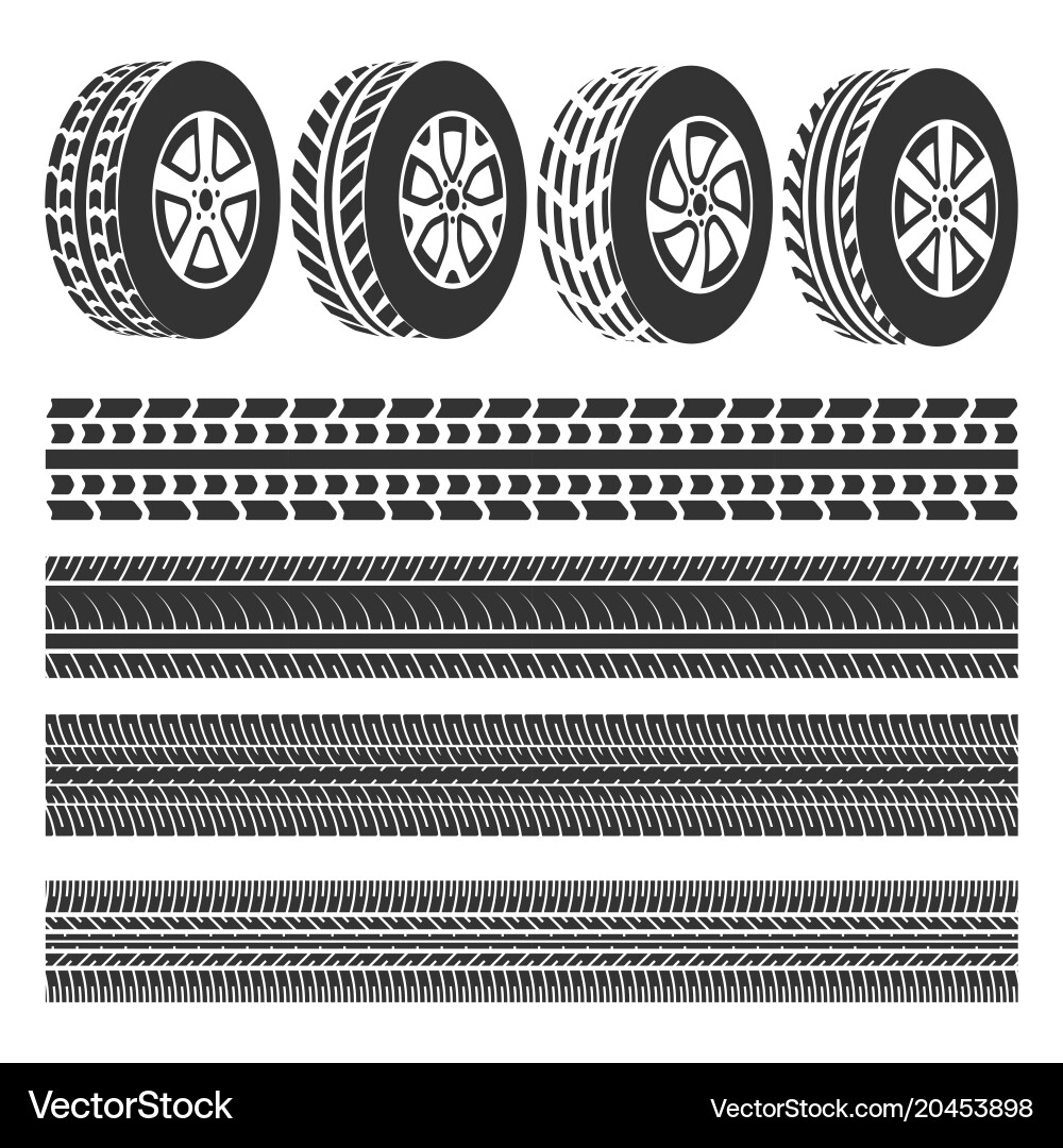 Tire shop tracks set Royalty Free Vector Image