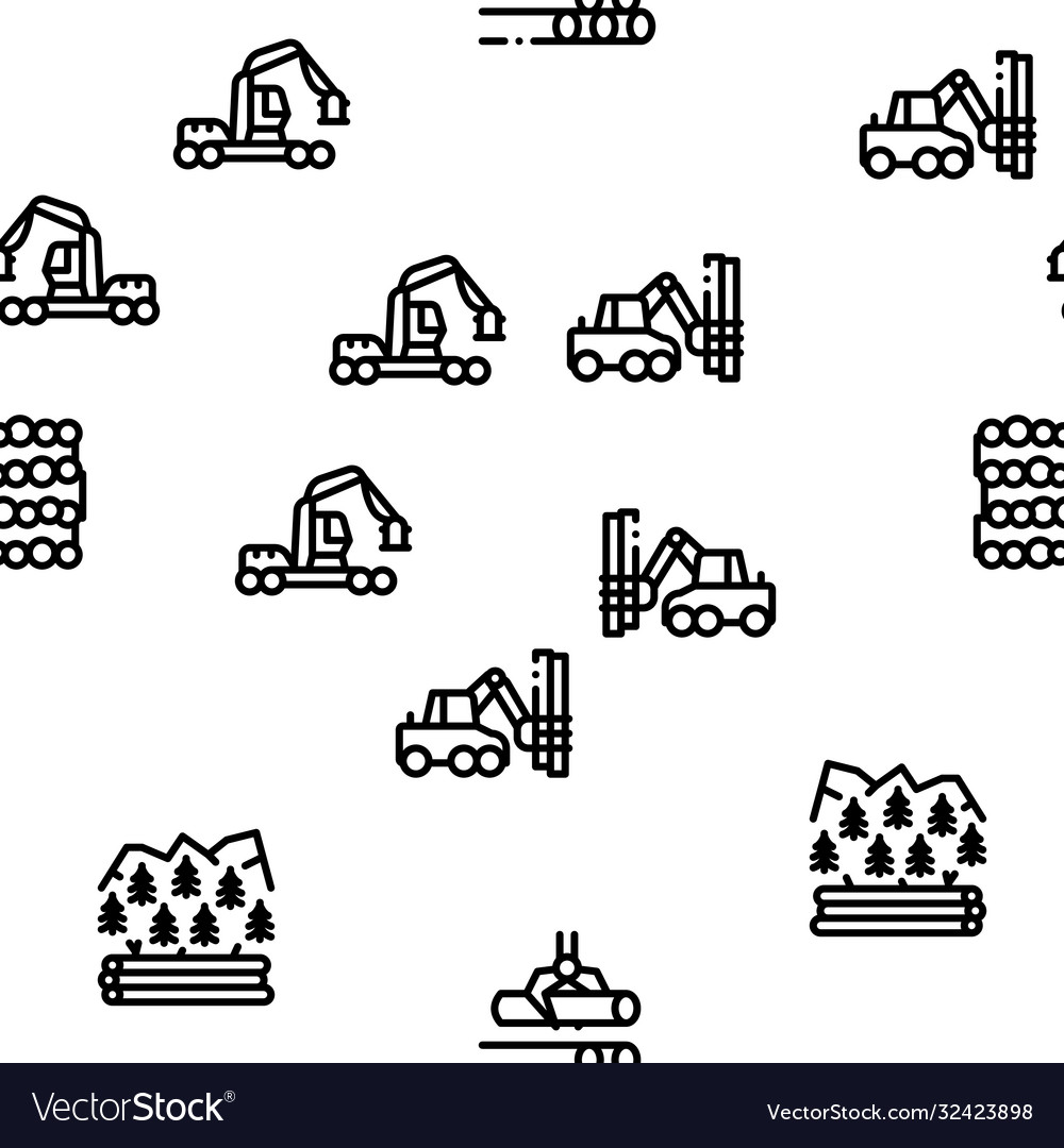 Wood logging industry seamless pattern Royalty Free Vector