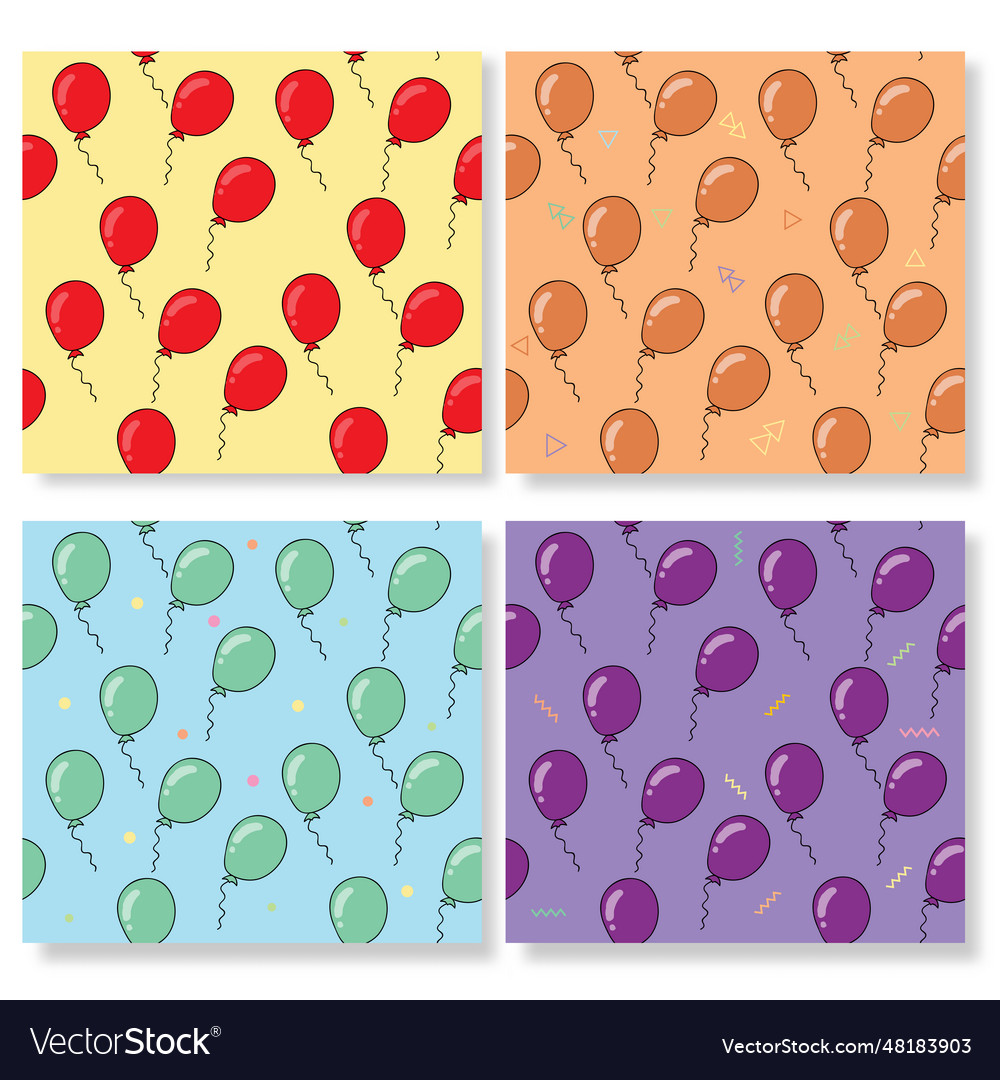 Balloon pattern seamless set Royalty Free Vector Image