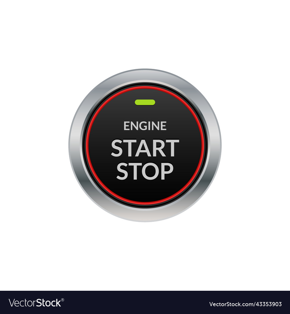 Car engine start stop button ignition push circle Vector Image