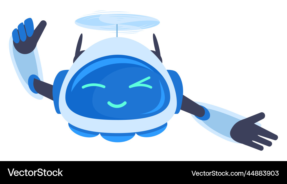 Cartoon winking aerial drone robot quadcopter Vector Image