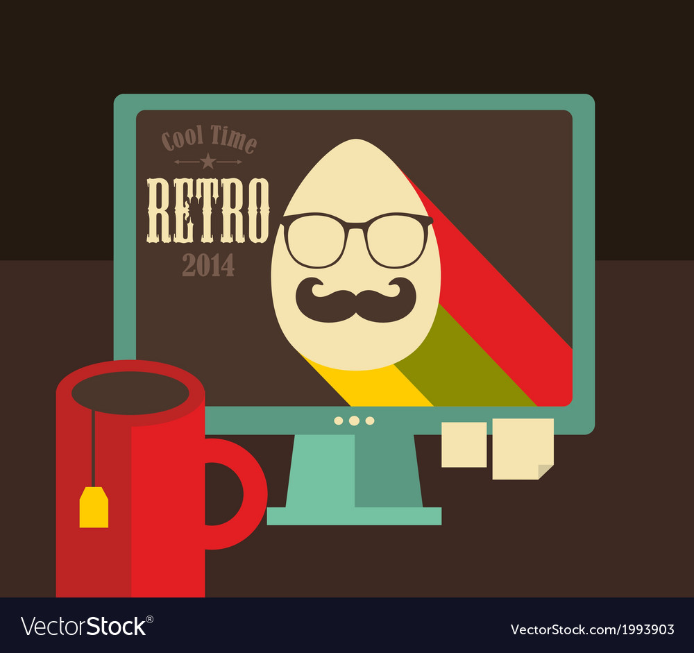 Computer screen i retro colors Royalty Free Vector Image