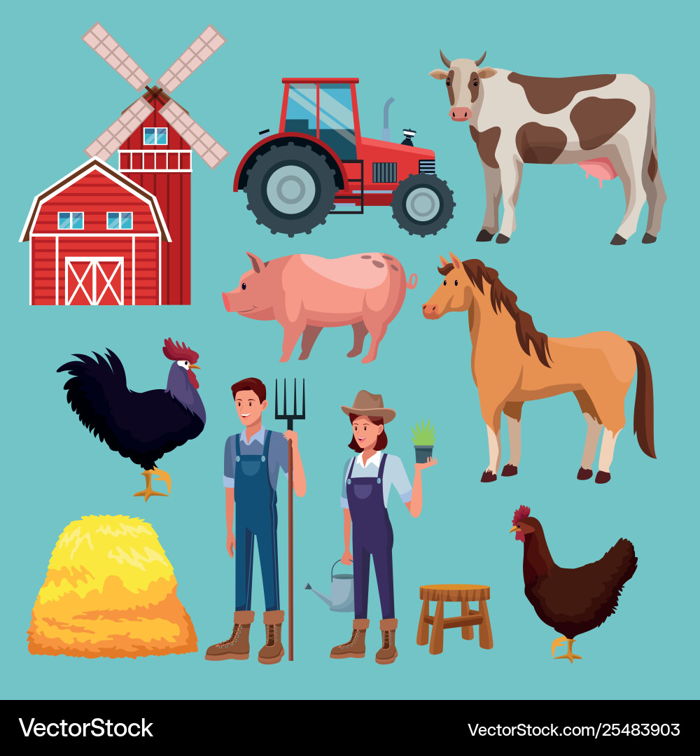 Farm rural cartoons Royalty Free Vector Image - VectorStock