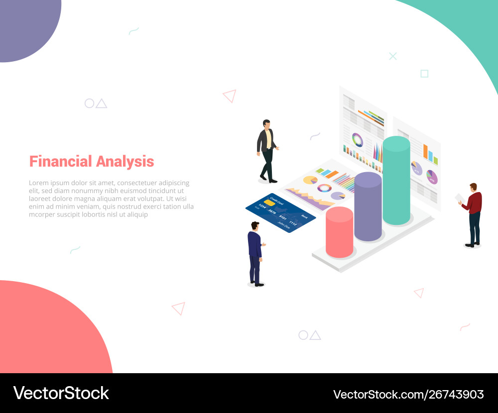 Financial analysis company concept with team Vector Image