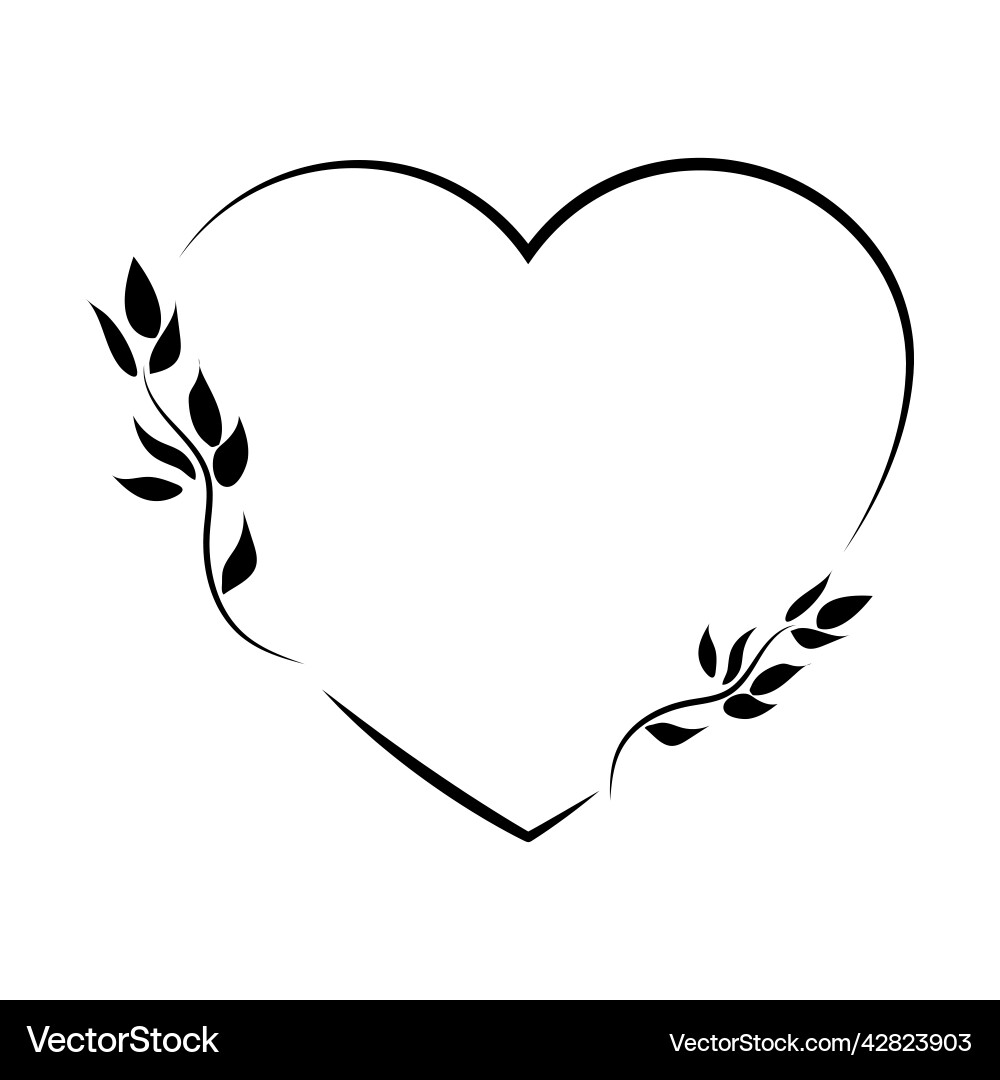 Frame heart vintage in linear style doodle Vector Image