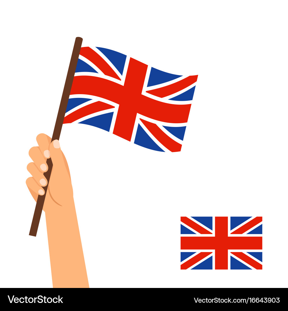 Hand holding flag of britain Royalty Free Vector Image