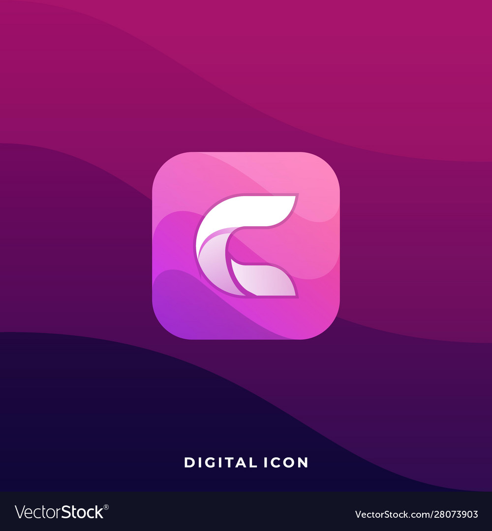 Letter c digital media icon application template Vector Image