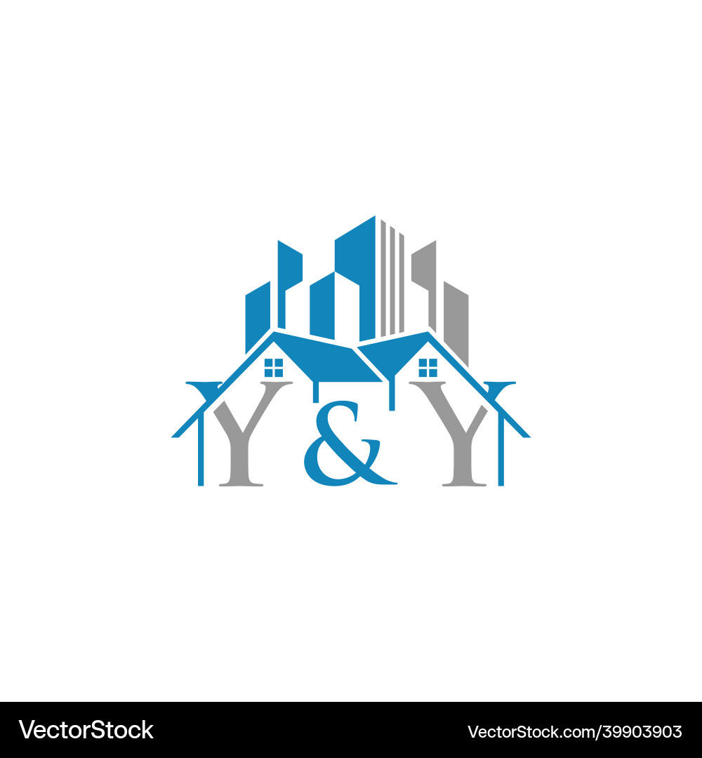 Letter yy building home logo design Royalty Free Vector