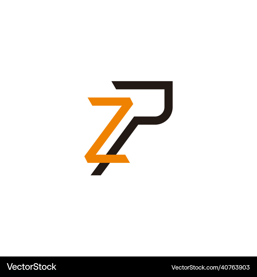 Letters zp colorful simple linked line logo Vector Image
