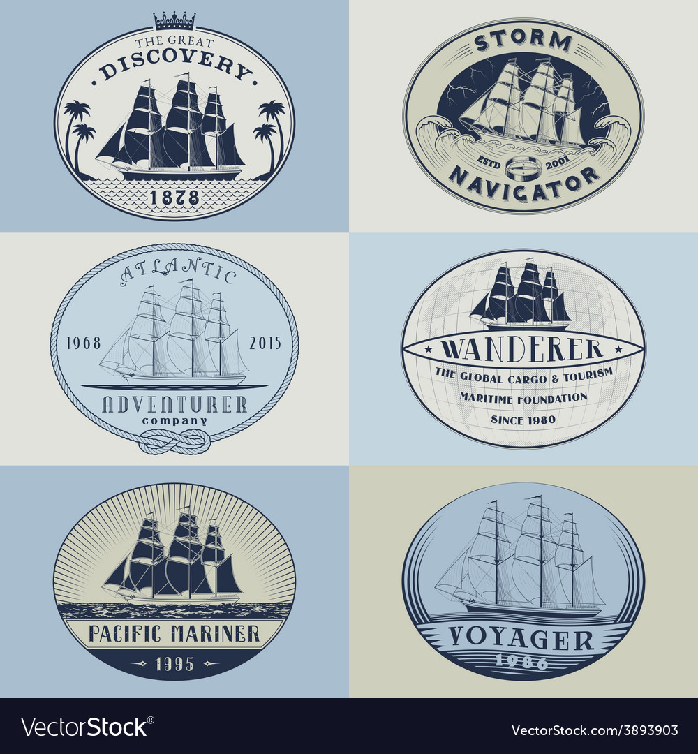 Nautical labelscolor1 Royalty Free Vector Image
