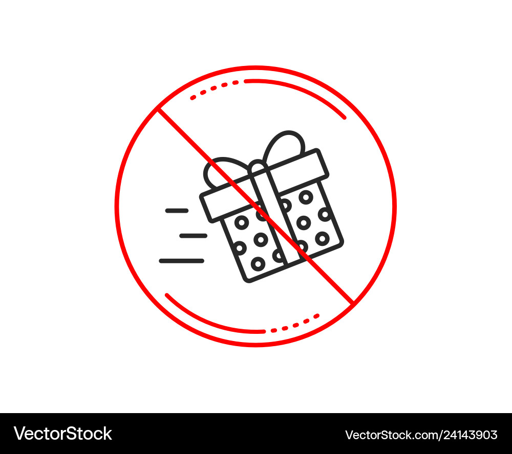 No or stop sign gift box delivery line icon Vector Image