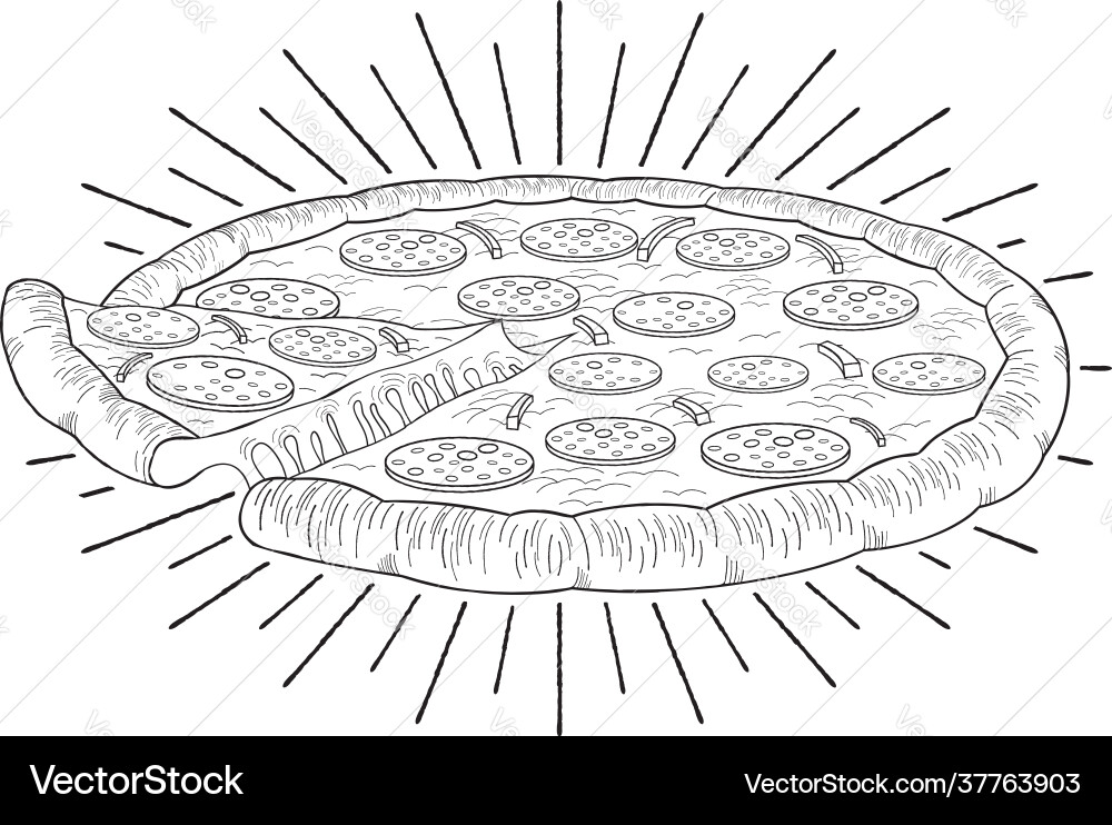Pepperoni Pizza Clipart Black And White