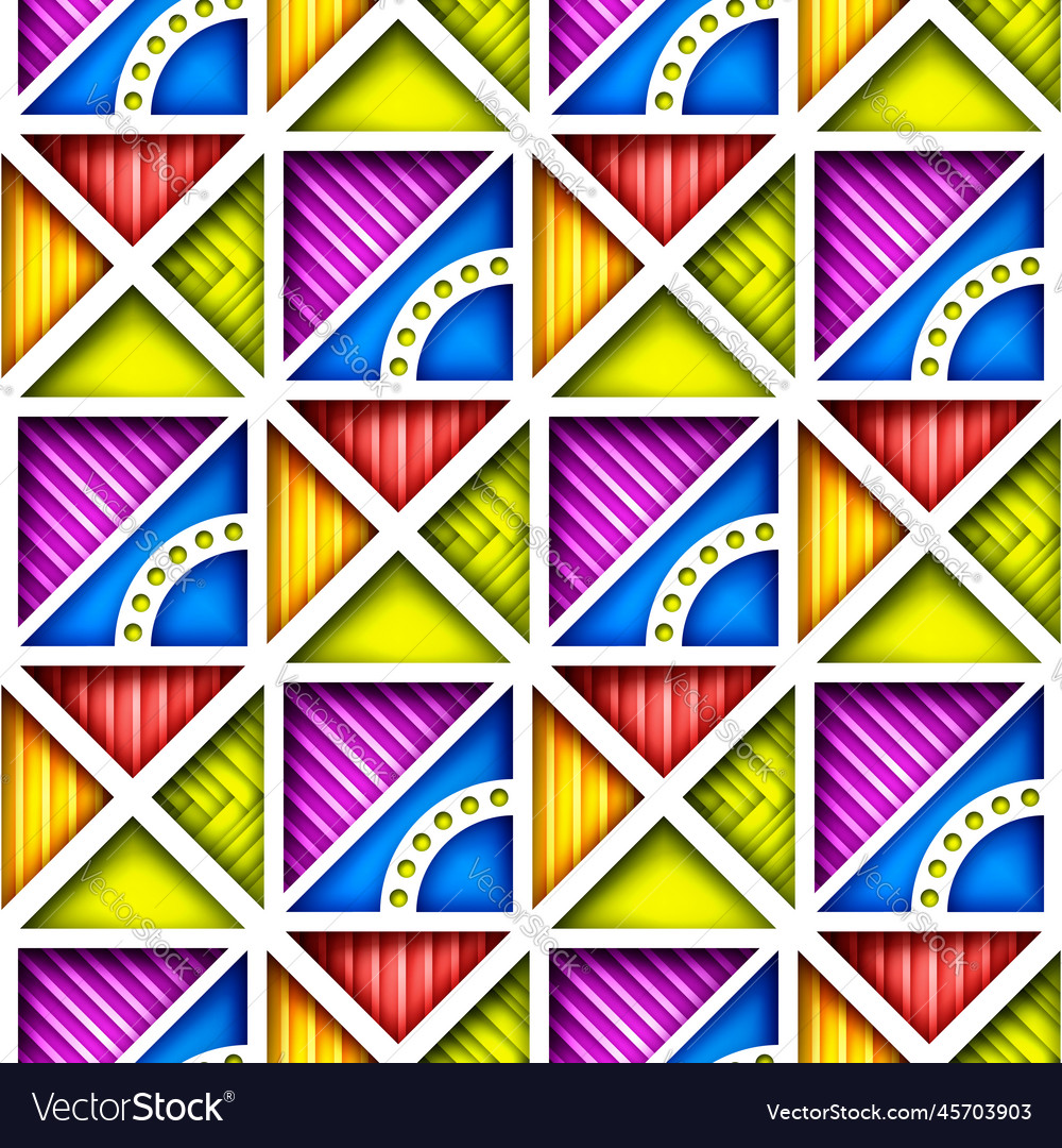 Seamless colorful geometric pattern with triangles