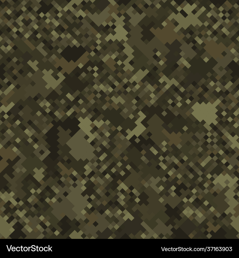 Seamless digital woodland pixel camo texture Vector Image
