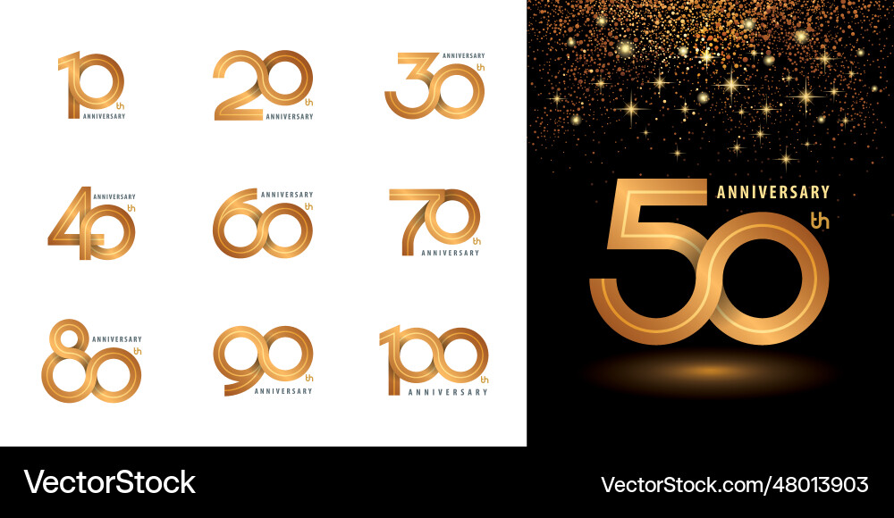 Set of anniversary logotype design celebrating Vector Image