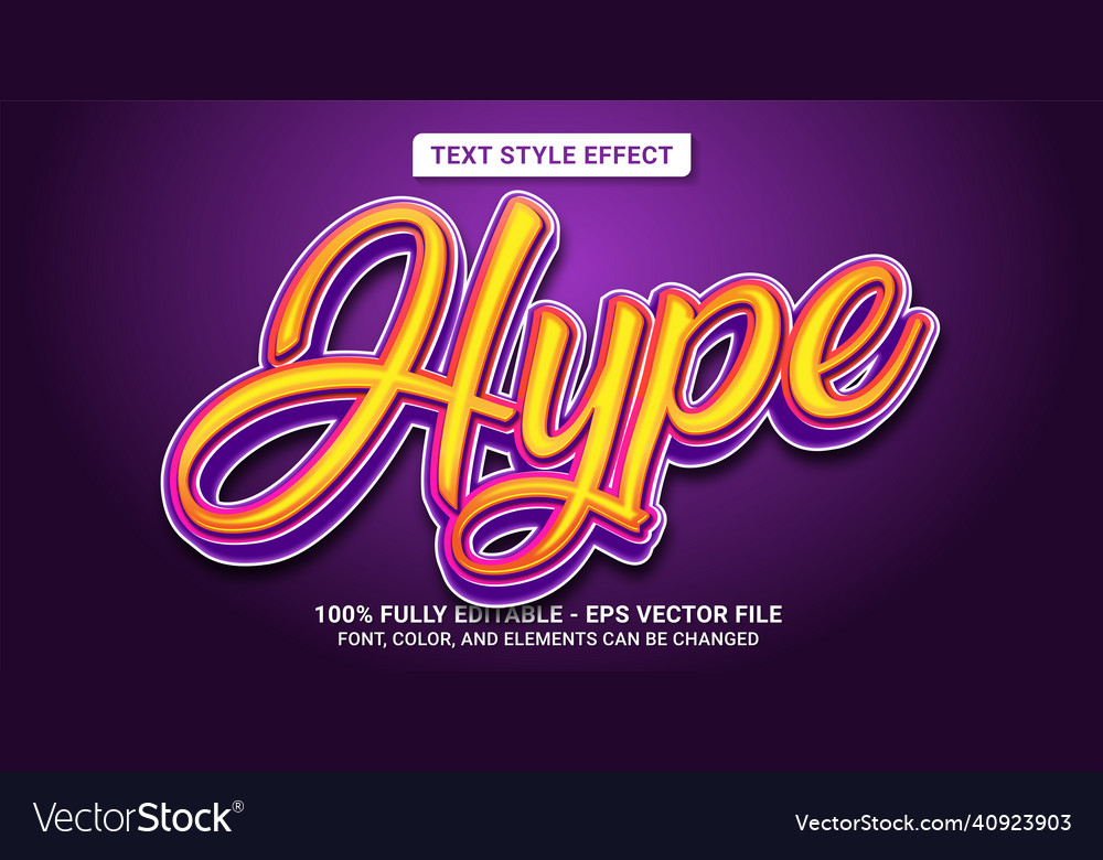 Text style with hype theme editable Royalty Free Vector