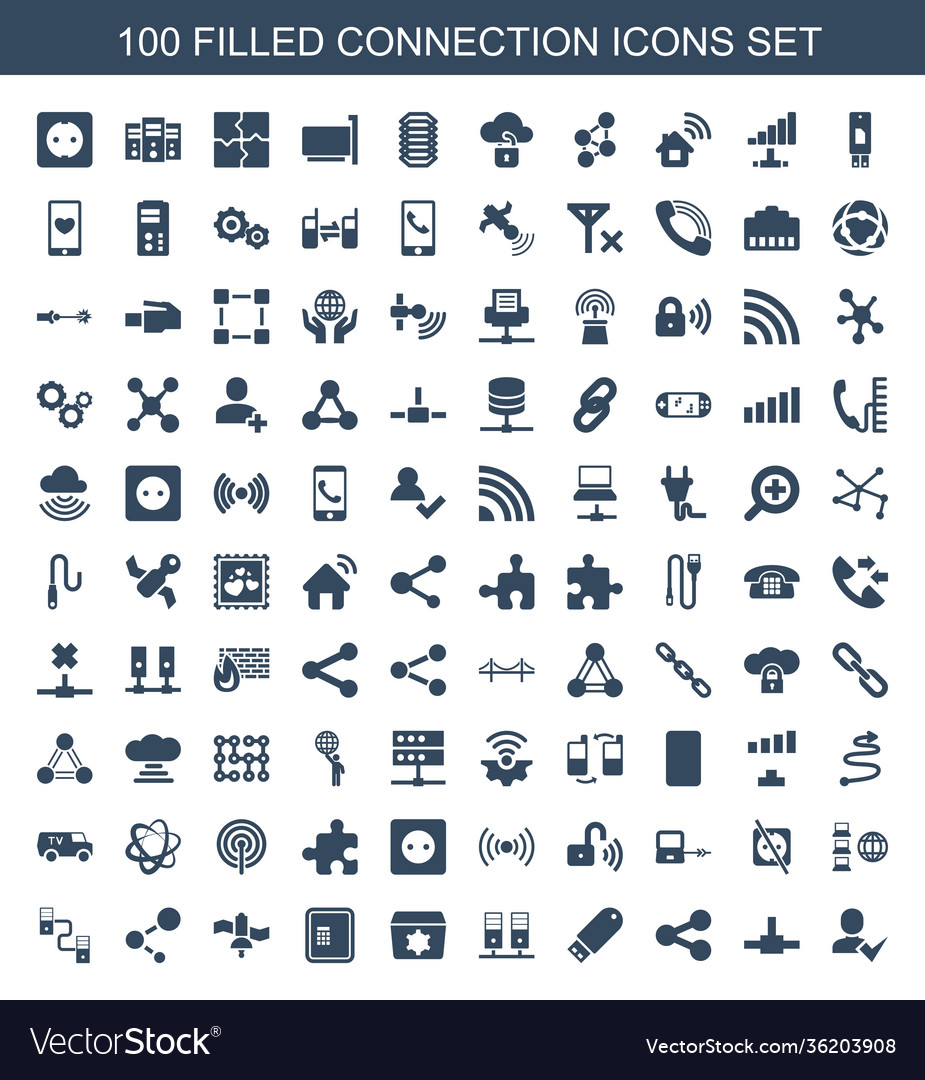 100 connection icons Royalty Free Vector Image